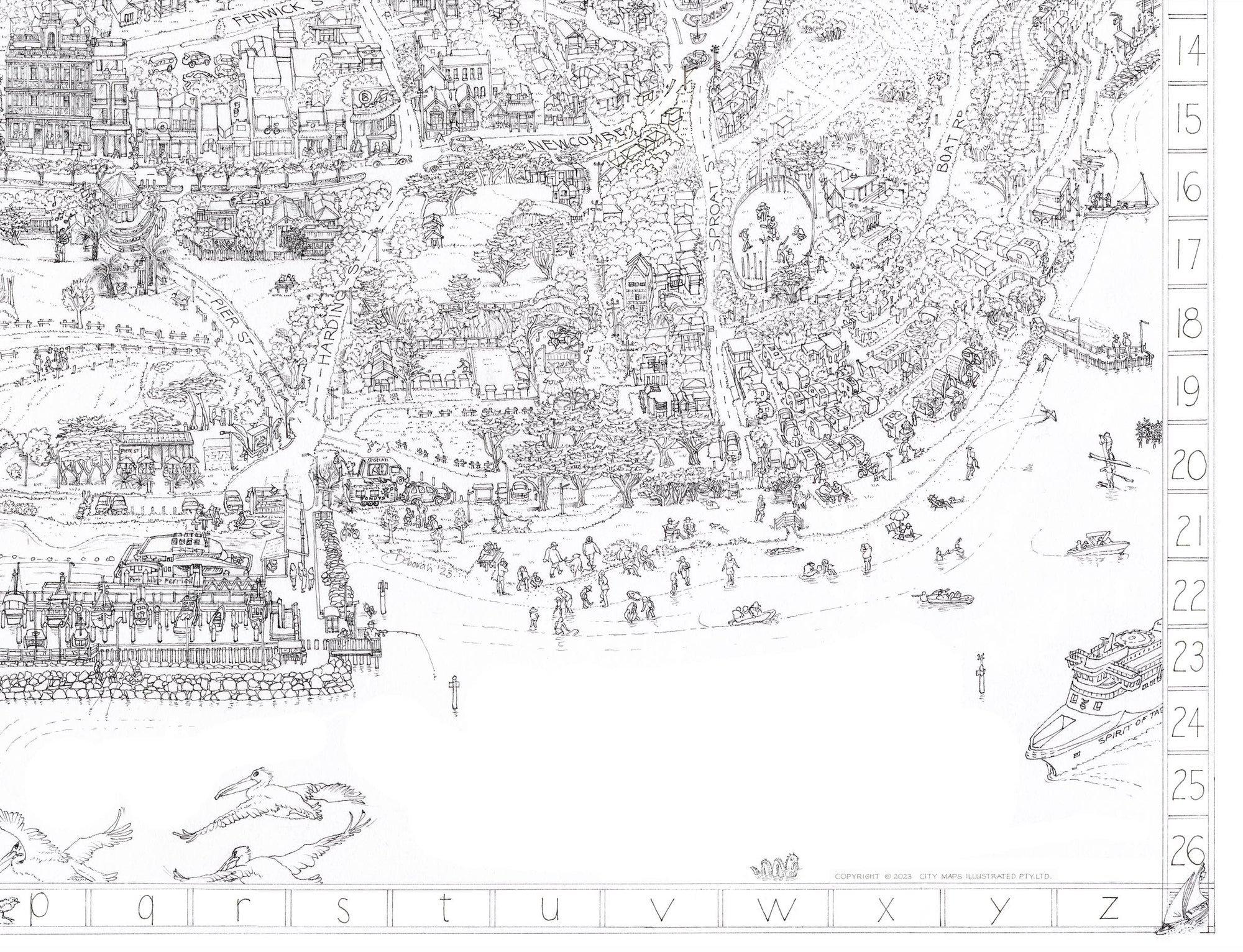 The Portarlington Map - Black & White - The Melbourne Map