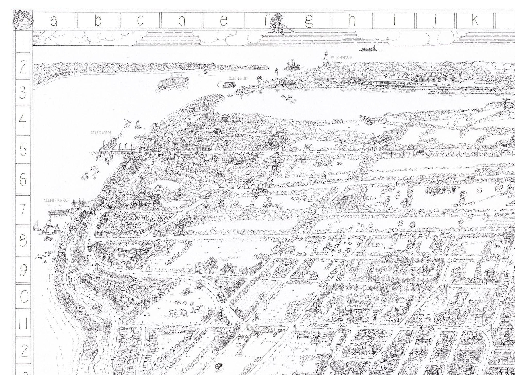 The Portarlington Map - Black & White - The Melbourne Map