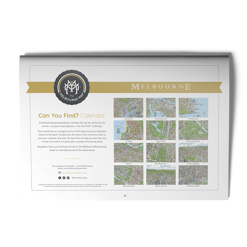 The Melbourne Map Jigsaw & Calendar Combo